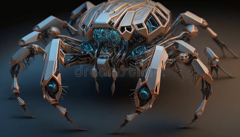 Generative AI of a Robot in a Dark Space with Glowing Lights Stock ...