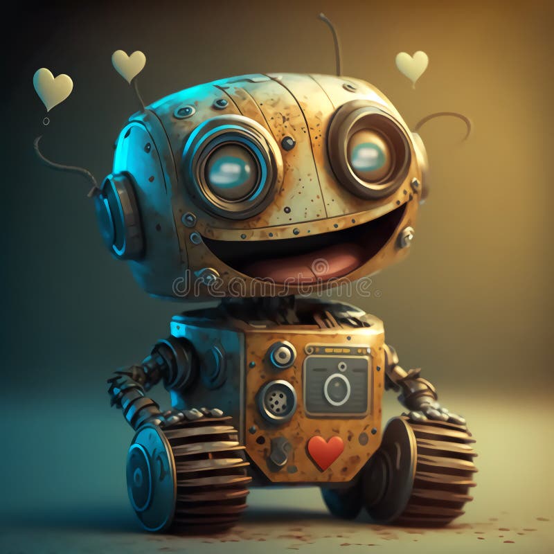 Generative AI Robot Friendly and Happy Stock Illustration ...