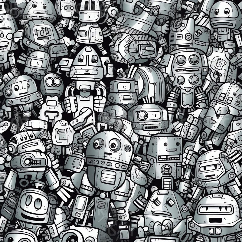 Generative AI Robots and Machines Stickers- Stock Illustration ...