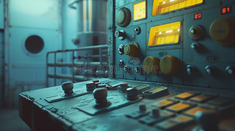 Generative AI a Room with a Control Panel of an Abandoned Factory ...