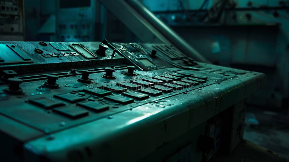 Generative AI a Room with a Control Panel of an Abandoned Factory ...