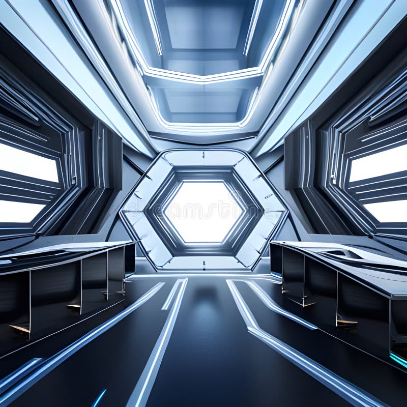 Room Sci-fi 3d Technology Background. Generative AI. Stock Illustration ...