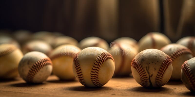 Generative AI, Rough and Rugged Texture of Old Baseball Balls Close Up ...