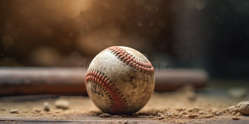 Generative AI, Rough and Rugged Texture of Old Baseball Balls Close Up ...