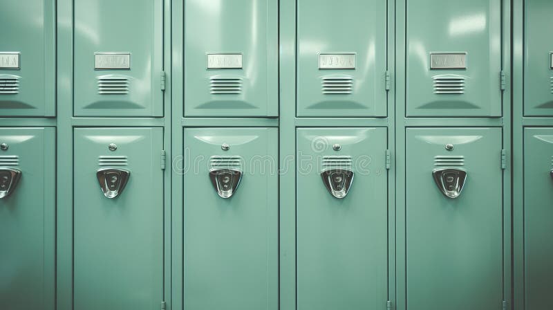Generative AI, Row of High School Lockers in the Hallway Stock Image ...