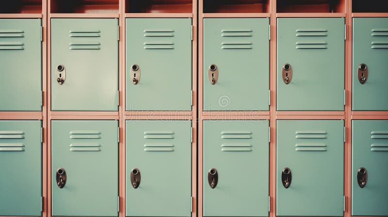 Generative AI, Row of High School Lockers in the Hallway Stock ...