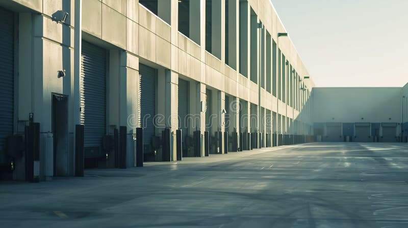 Generative AI Row of Loading Docks. Warehouse Building. Business ...