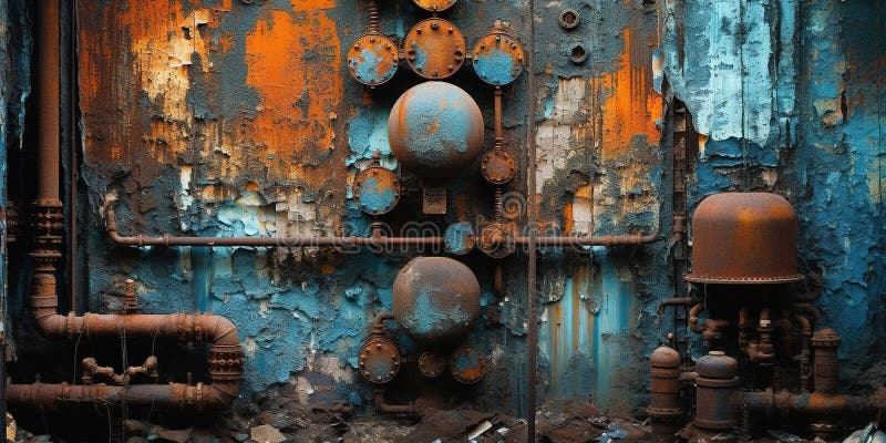 Generative AI, Rusted Blue and Turquoise Metal Background. Stock ...