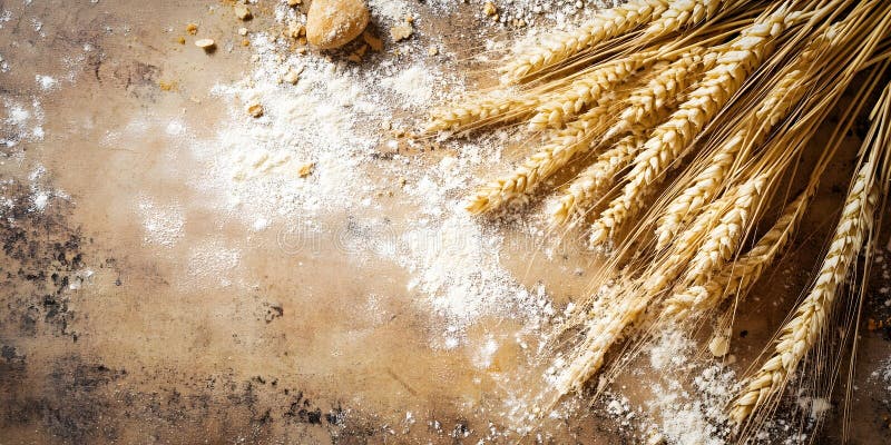 Generative AI Rustic Composition of Wheat and Flour on Textured Surface ...