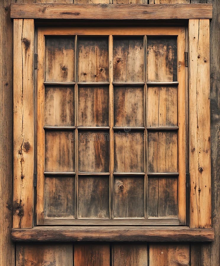 Generative AI Rustic Wooden Window Frame with Weathered Texture and ...