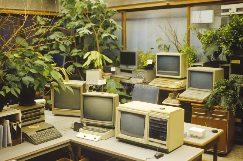 1980s Styled Office Interior. Vintage Computers and Desks, Lots of ...