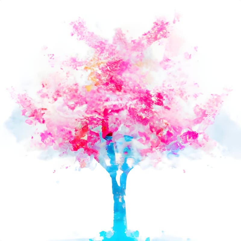 Sakura Tree Watercolor. Generative AI. Stock Illustration ...