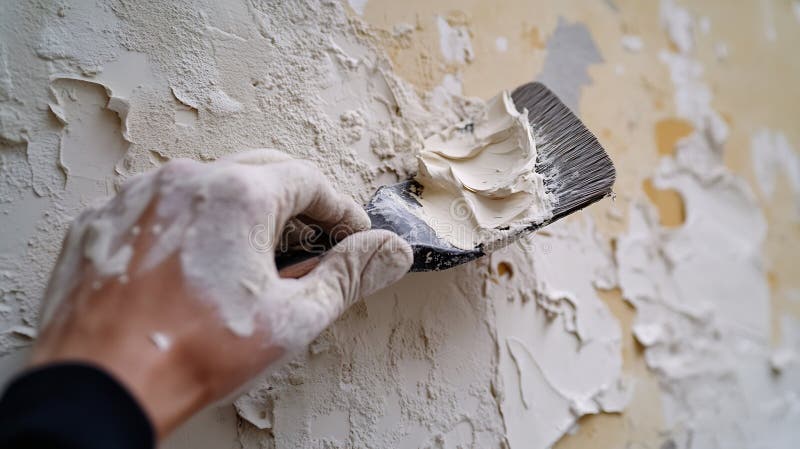 Generative AI Saltpeter on the Wall Problem Woman is Using a Scraper To ...