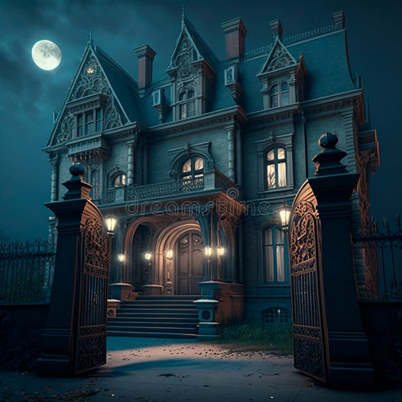 GENERATIVE AI, GENERATIVE, AI, Scary Mansion Stock Illustration ...