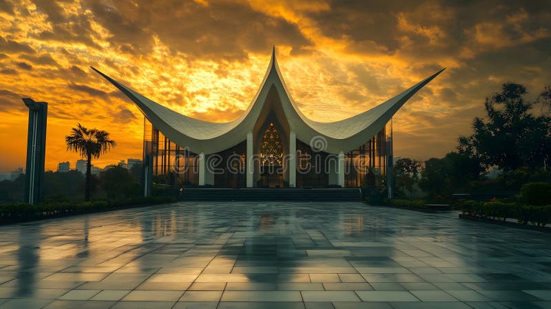 Generative AI Scenic Architecture Featuring a Modern Building Against ...