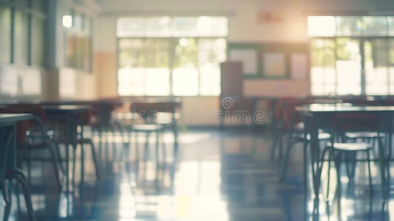 Generative AI School Classroom in Blur Background without Young Student ...