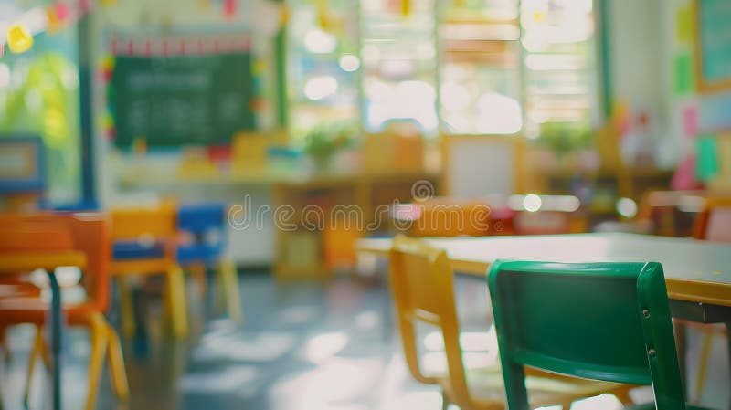 Generative AI School Classroom in Blur Background without Young Student ...
