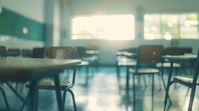 Generative AI School Classroom in Blur Background without Young Student ...