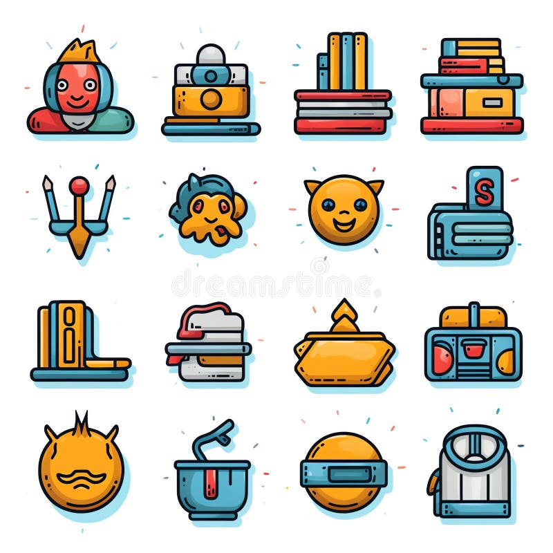 Generative AI School Icons- Stock Illustration - Illustration of ...