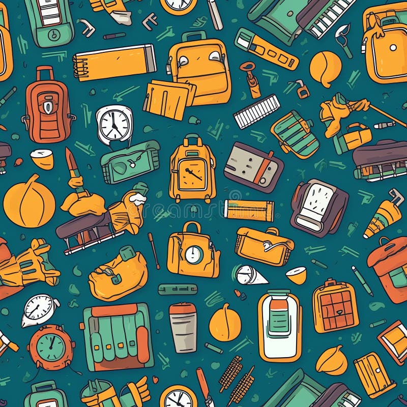 Generative AI School Seamless Pattern- Stock Illustration ...