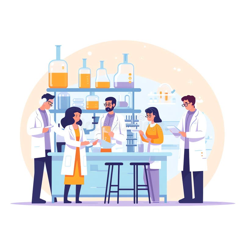 Generative AI Scientist at Work- Stock Illustration - Illustration of ...