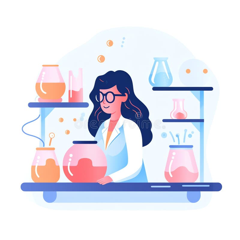 Generative AI Scientist at Work- Stock Illustration - Illustration of ...