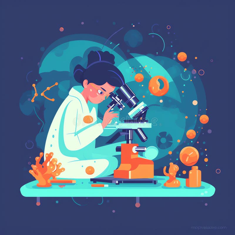 Generative AI Scientist at Work- Stock Illustration - Illustration of ...
