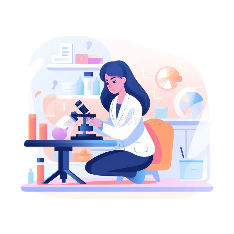 Generative AI Scientist at Work- Stock Illustration - Illustration of ...