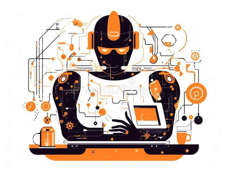 Generative AI Scientists Create Cyborgs in- Stock Illustration - Illustration of learning ...