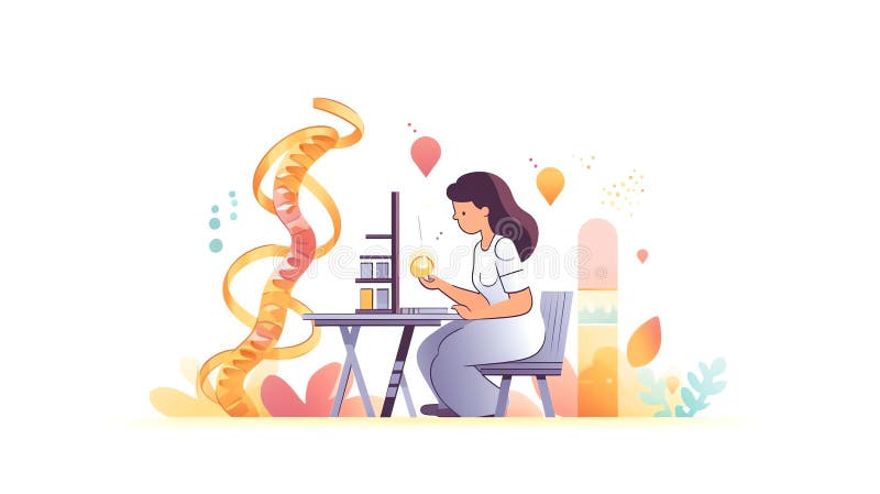 Generative AI Scientists Working with Dna- Stock Illustration ...