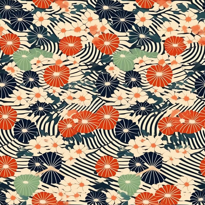 Generative AI 20 Seamless Japanese Pattern- Stock Illustration ...
