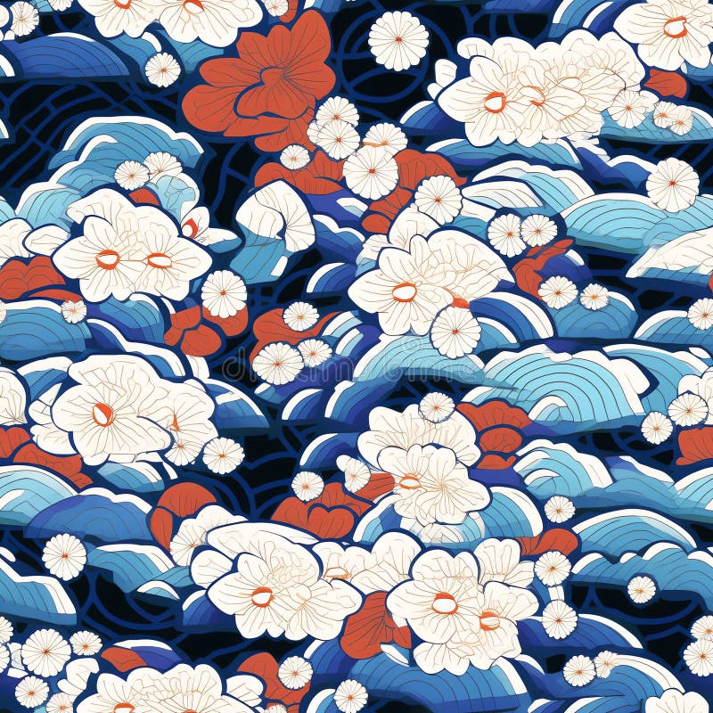 Generative AI 20 Seamless Japanese Pattern- Stock Illustration ...