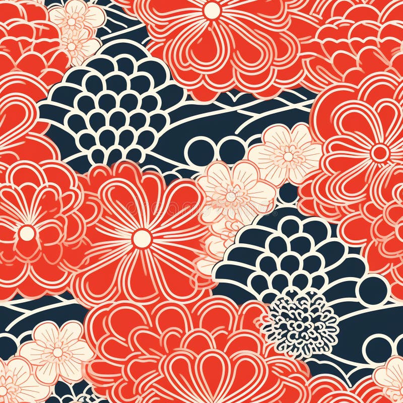 Generative AI 20 Seamless Japanese Pattern- Stock Illustration ...