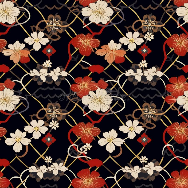 Generative AI 20 Seamless Japanese Pattern- Stock Illustration ...