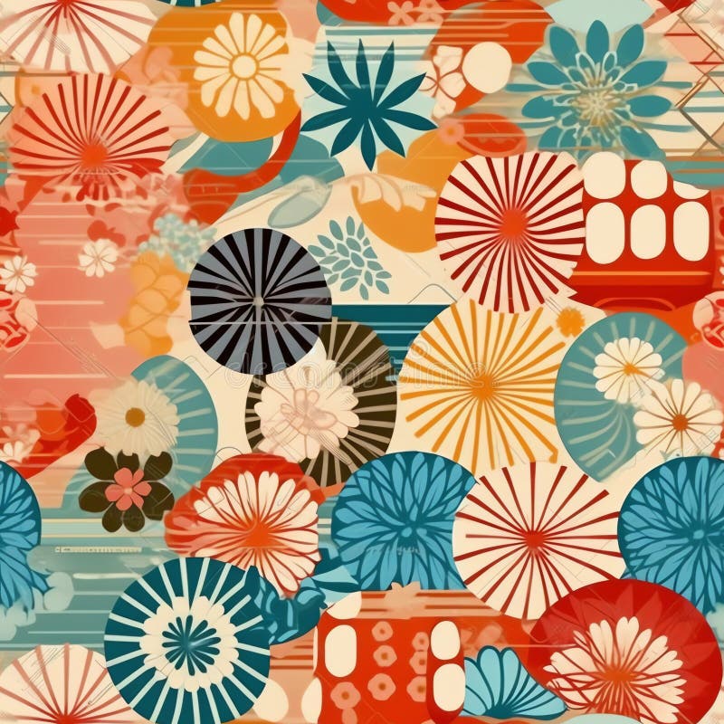 Generative AI 20 Seamless Japanese Pattern- Stock Illustration ...