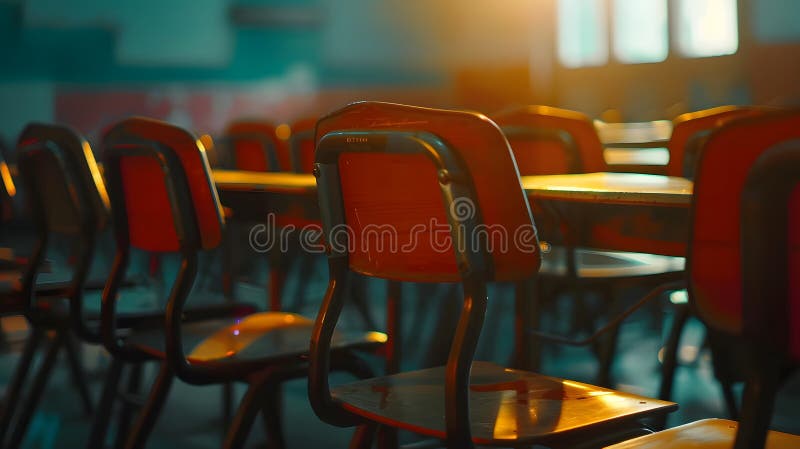 Generative AI Selective Soft and Blur Focusold Wooden Row Lecture ...