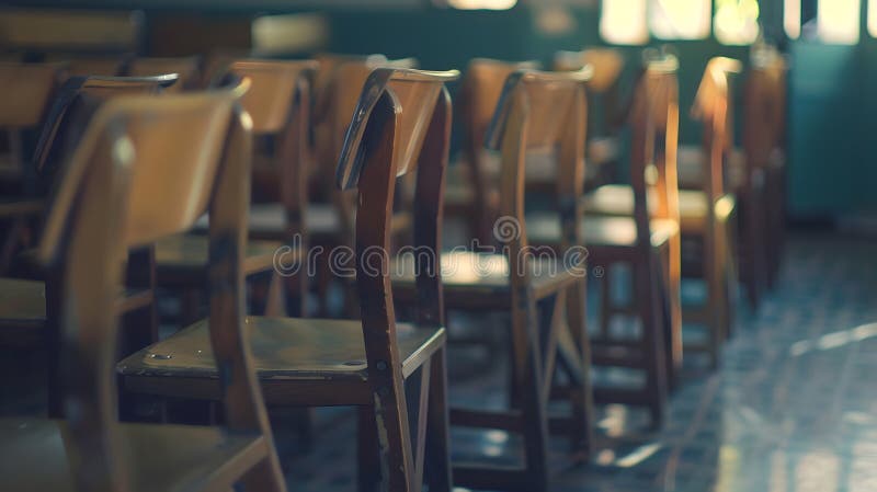 Generative AI Selective Soft and Blur Focusold Wooden Row Lecture ...