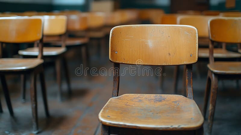 Generative AI Selective Soft and Blur Focusold Wooden Row Lecture ...