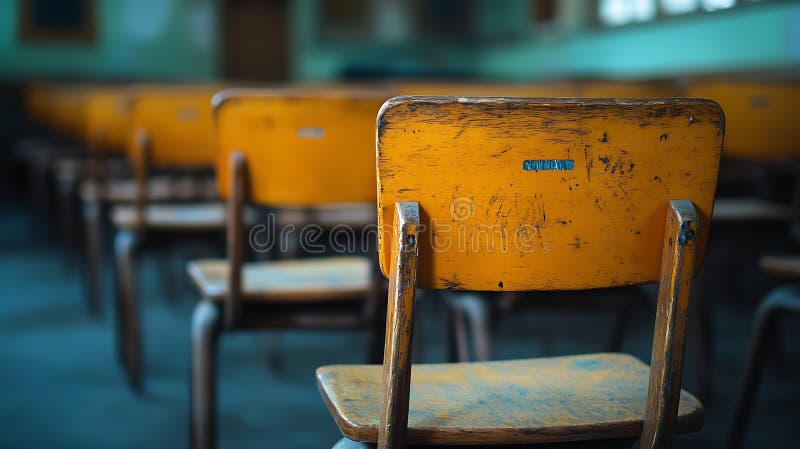 Generative AI Selective Soft and Blur Focusold Wooden Row Lecture ...