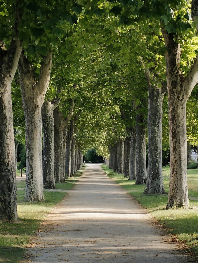 Generative AI Serene Tree Lined Pathway Surrounded by Lush Greenery ...