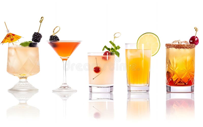 Generative AI Set of Classic Cocktails on White Business Concept. Stock ... Generative AI Set of Classic Cocktails on White Business Concept. Stock ...