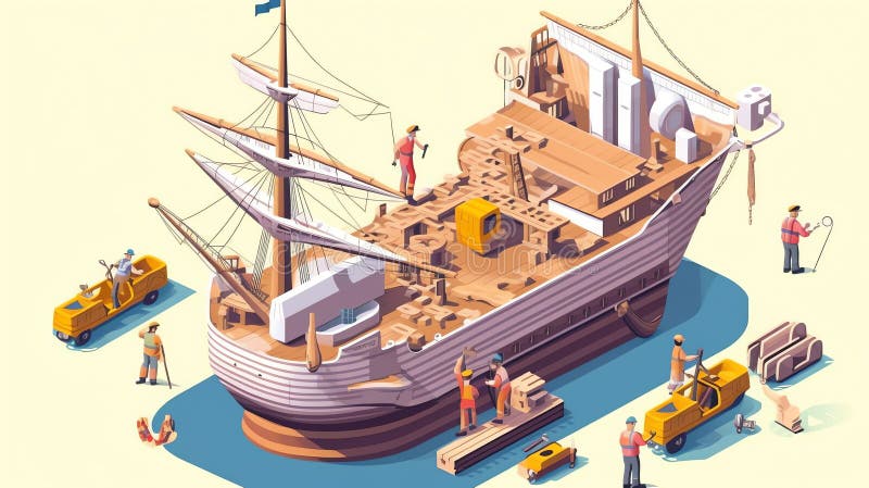 Generative AI Ship Building and Manufacturing- Stock Illustration ...