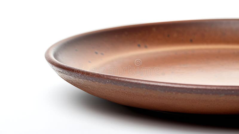 Generative AI Side View Closeup of Brown Ceramic Plate Isolated on ...