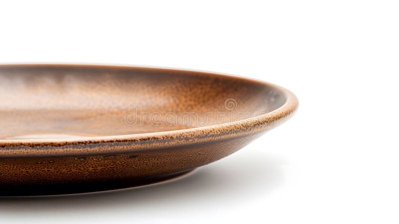 Generative AI Side View Closeup of Brown Ceramic Plate Isolated on ...