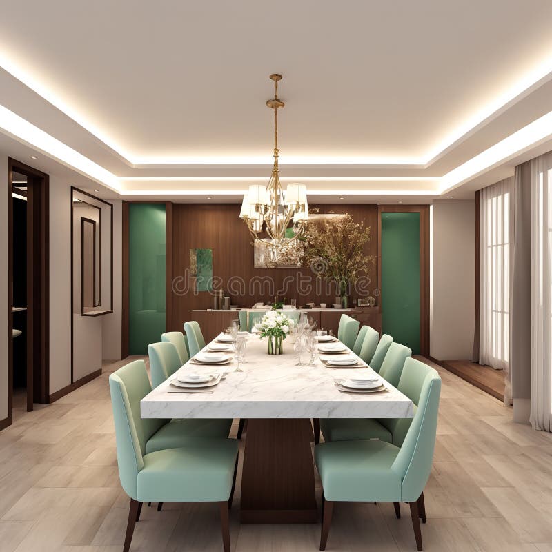 Generative AI, Simple and Luxurious Casual Home Decoration Style Dining ...