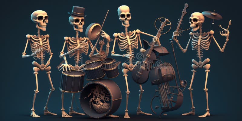 Generative AI of Skeleton Playing Music with Drum, Saxophone, Violin ...