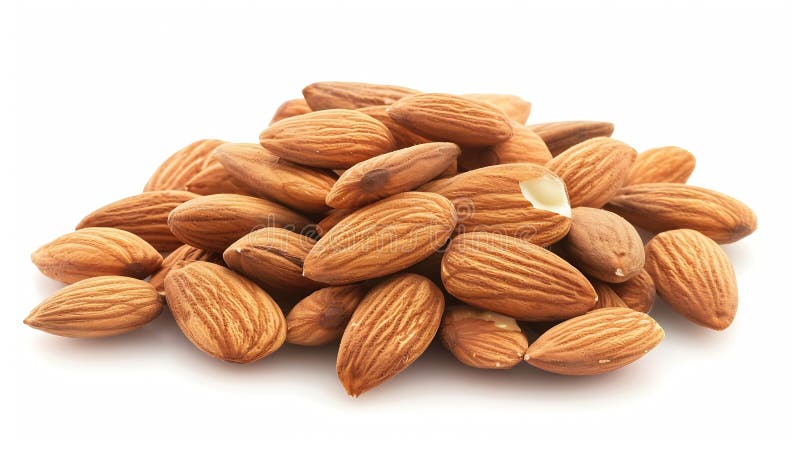 Generative AI Small Pile of Almonds Isolated on White Background ...