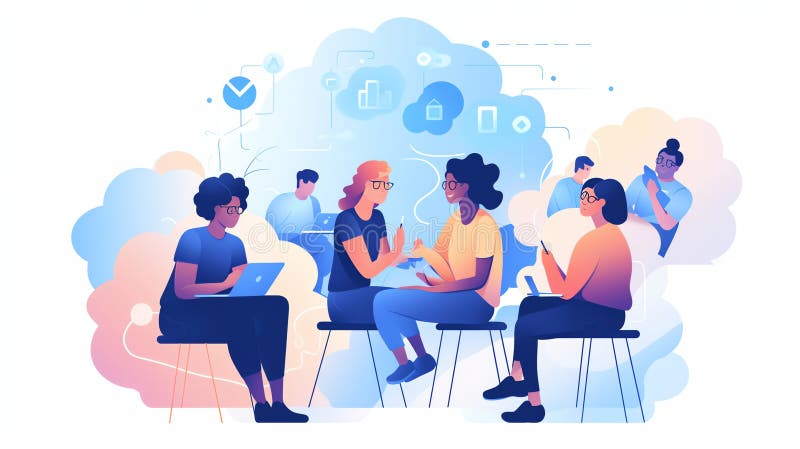 Generative AI Social Network Landing Page- Stock Illustration ...