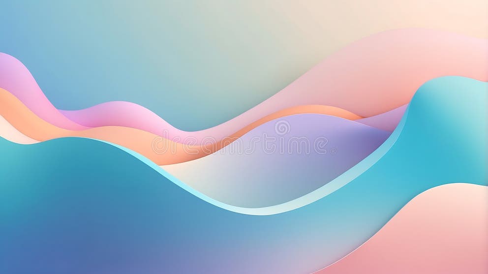 Generative AI Soft Abstract Pastel Waves Background Stock Illustration - Illustration of light ...