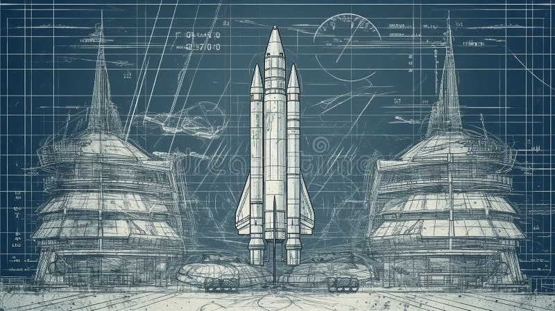 Generative AI Spacecraft Launch Drawing Stock Illustration ...